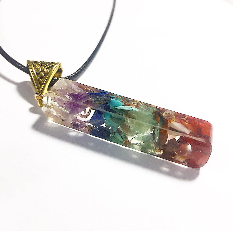 7 Chakras Copper Orgone Leather Necklace – Vibras & Cristales